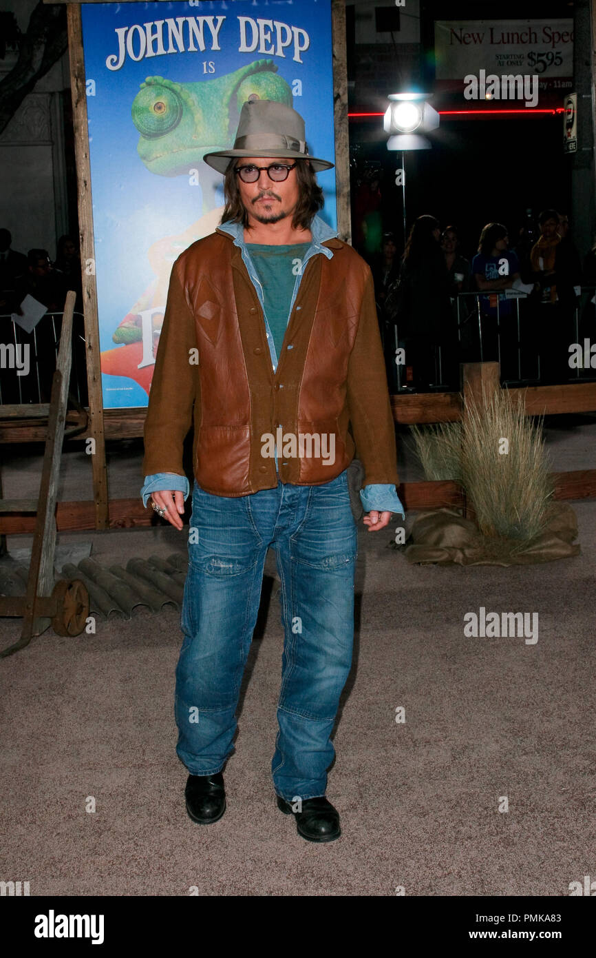 Johnny Depp at the Premiere of Paramount Pictures' "Rango". Arrivals ...