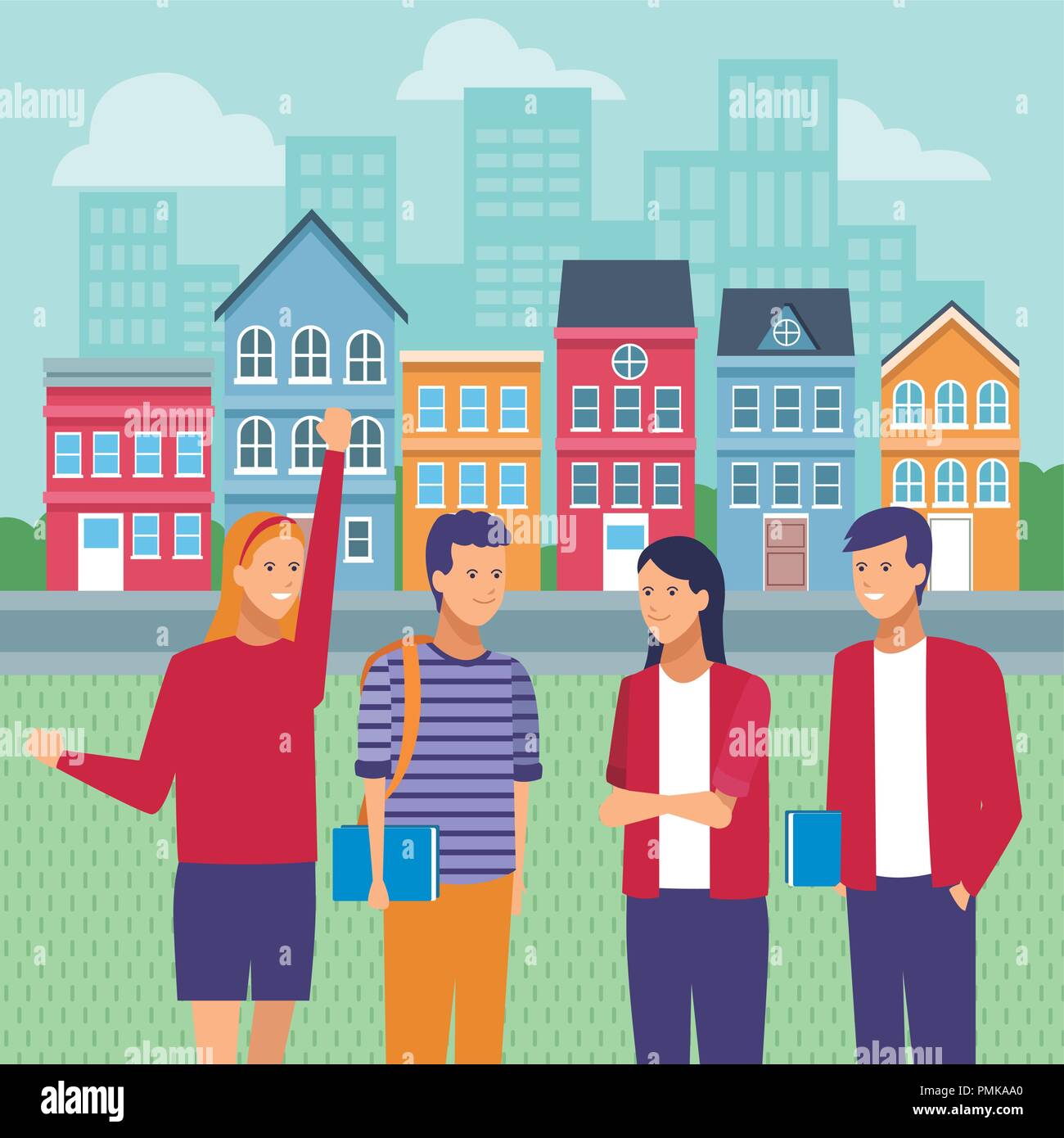 Having fun with friends university town Stock Vector Images - Alamy