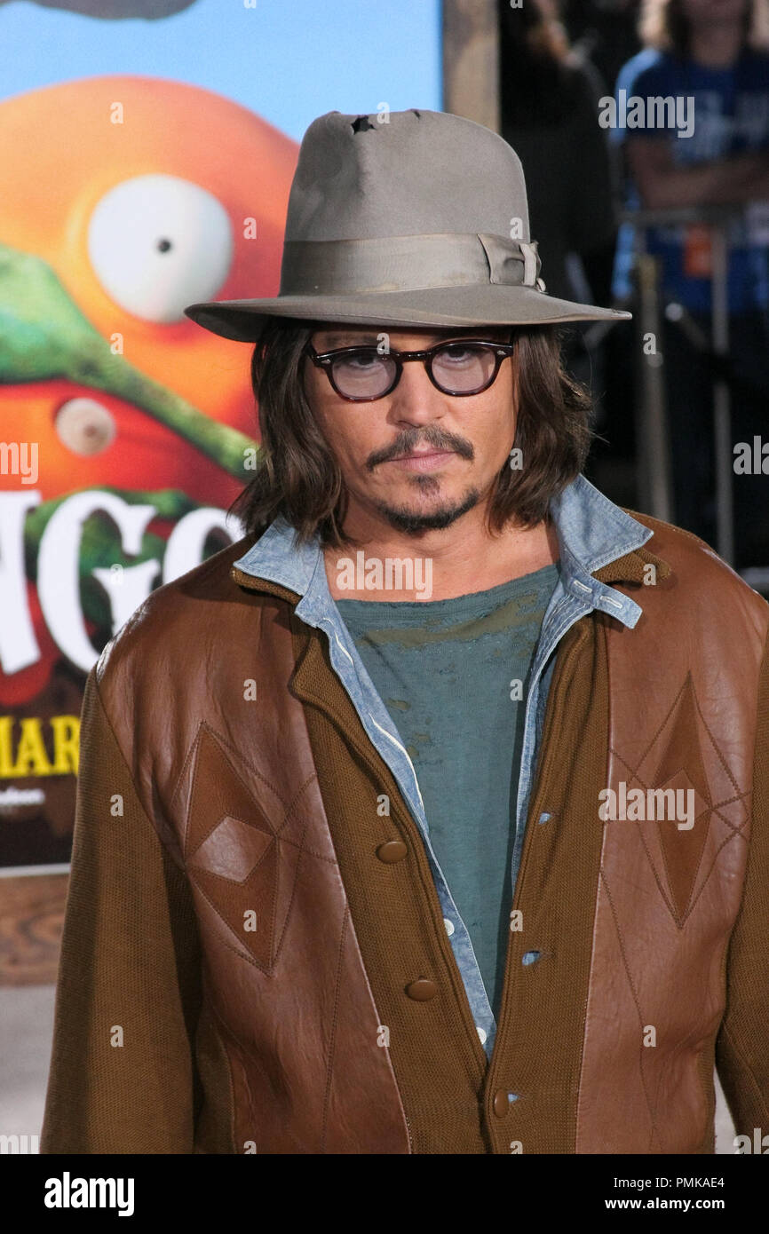 Johnny Depp at the Los Angeles premiere of Paramount Pictures' "Rango ...