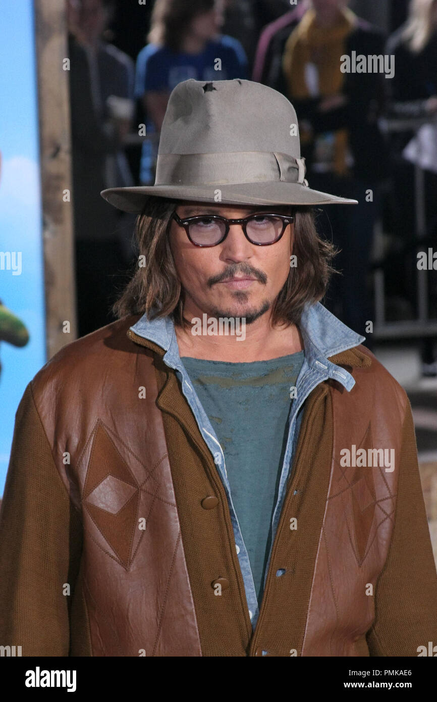 Johnny Depp at the Los Angeles premiere of Paramount Pictures' "Rango ...