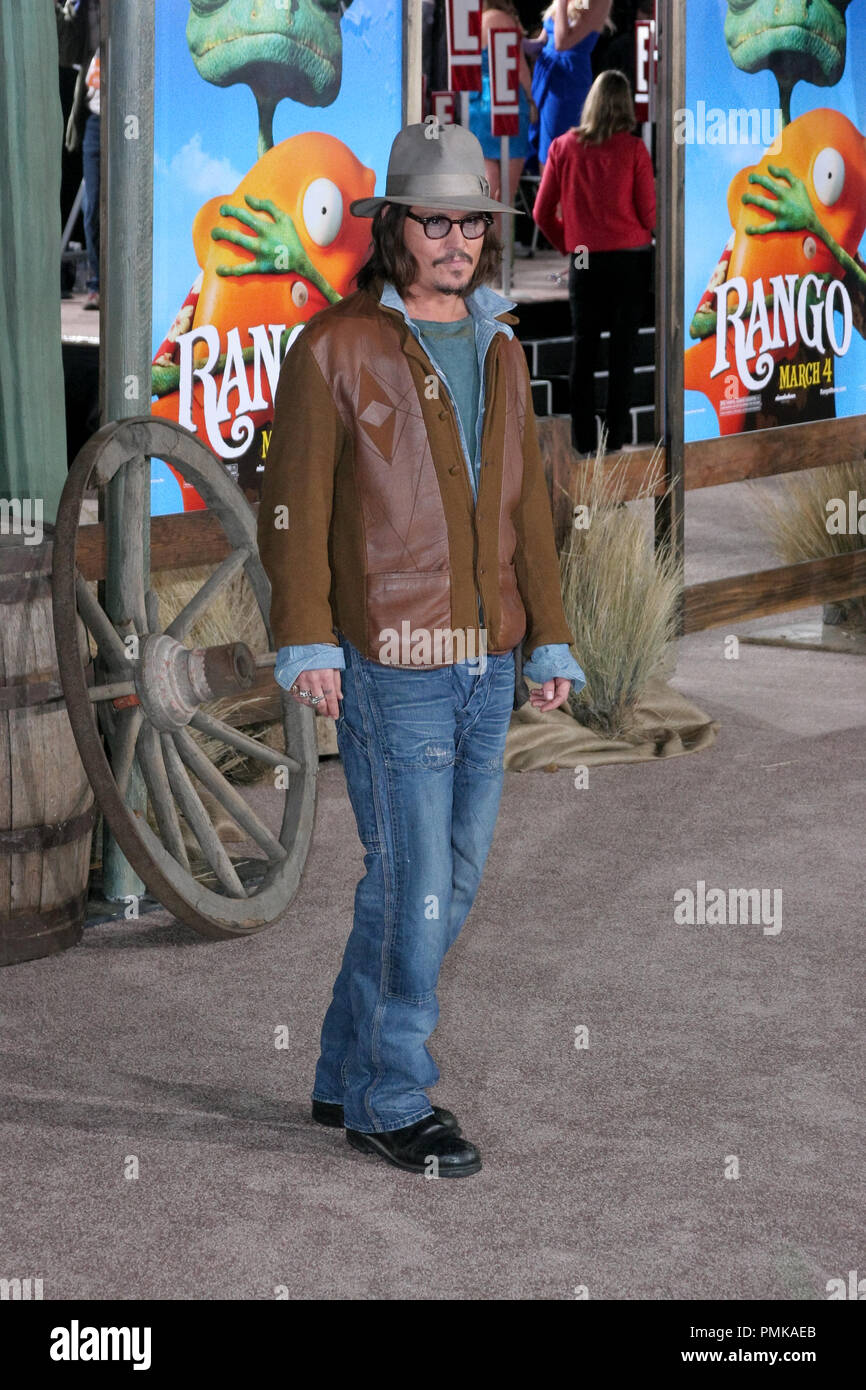 Johnny Depp at the Los Angeles premiere of Paramount Pictures' "Rango ...