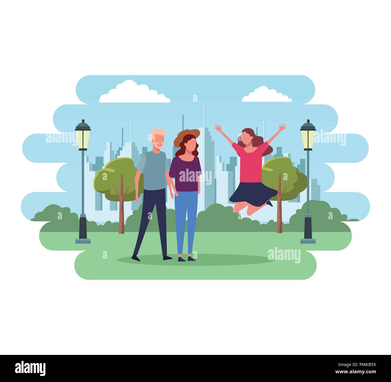 Family jumping together park Stock Vector Images - Alamy