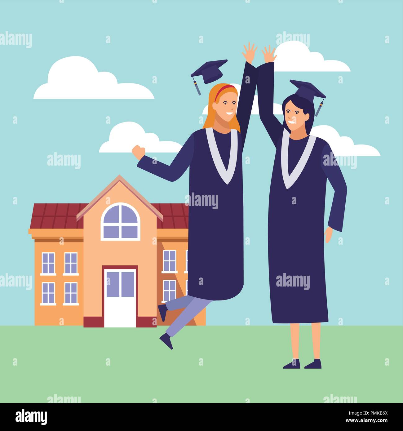 Students graduation cartoon Stock Vector Image & Art - Alamy
