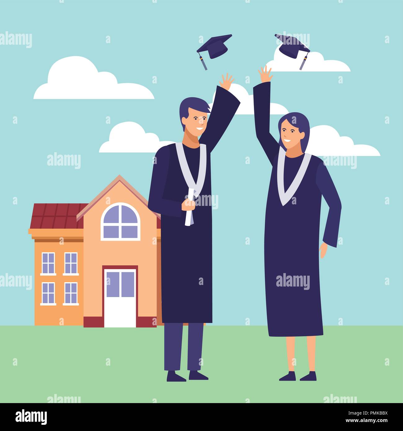 Students graduation cartoon Stock Vector Image & Art - Alamy
