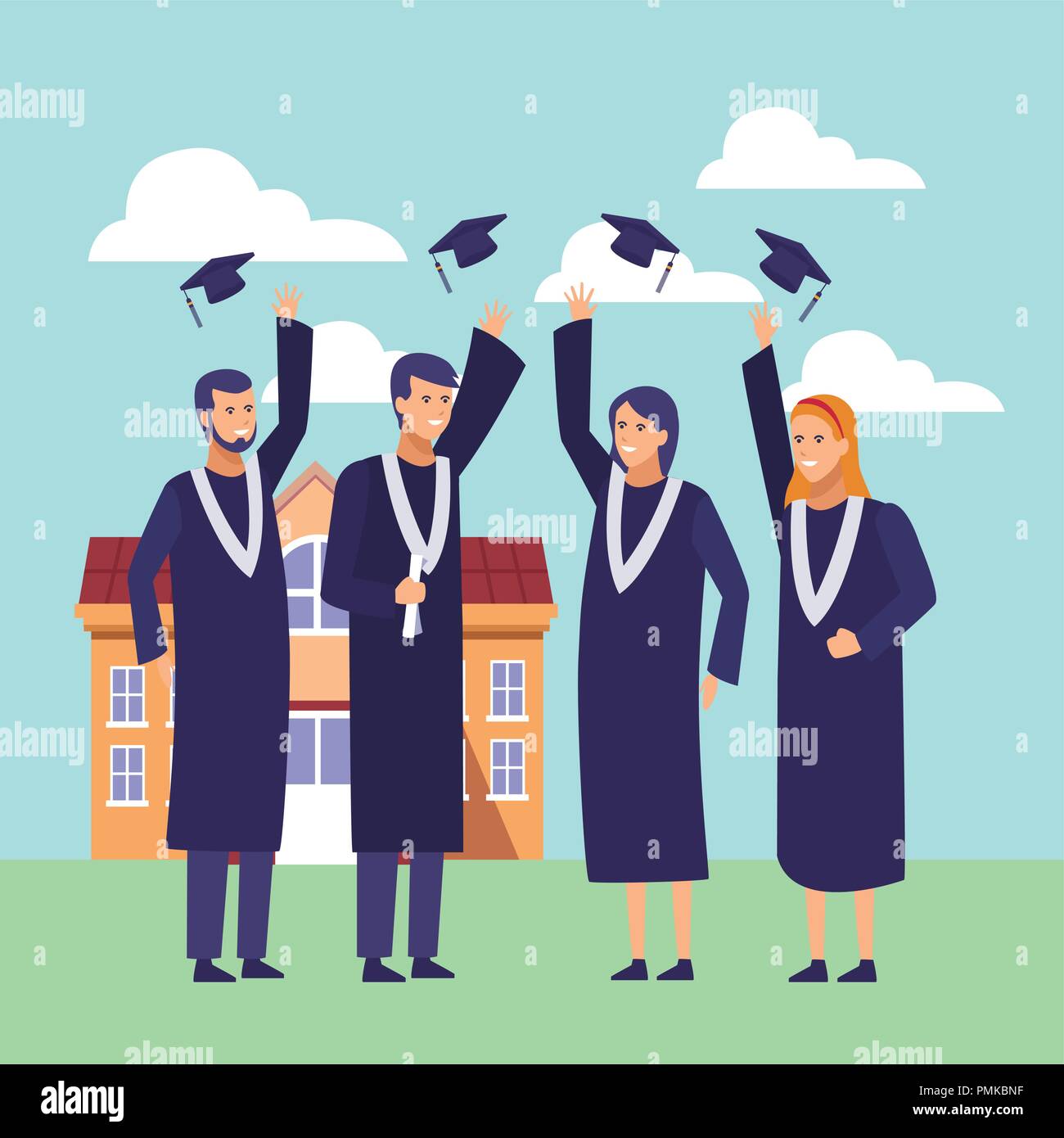 Students graduation cartoon Stock Vector Image & Art - Alamy