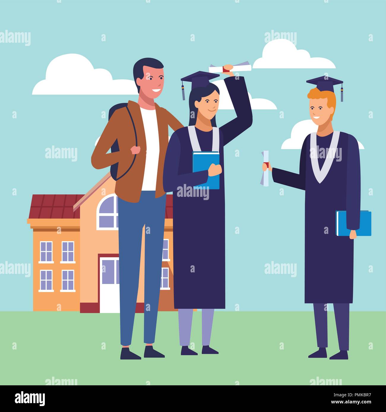 Cartoon Graduate Man Graduation Gown High Resolution Stock Photography ...