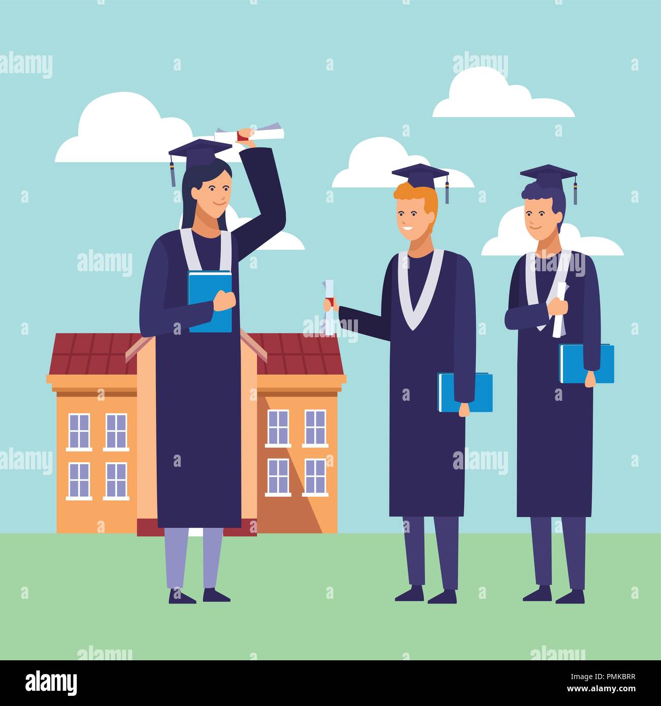 Students graduation cartoon Stock Vector Image & Art - Alamy