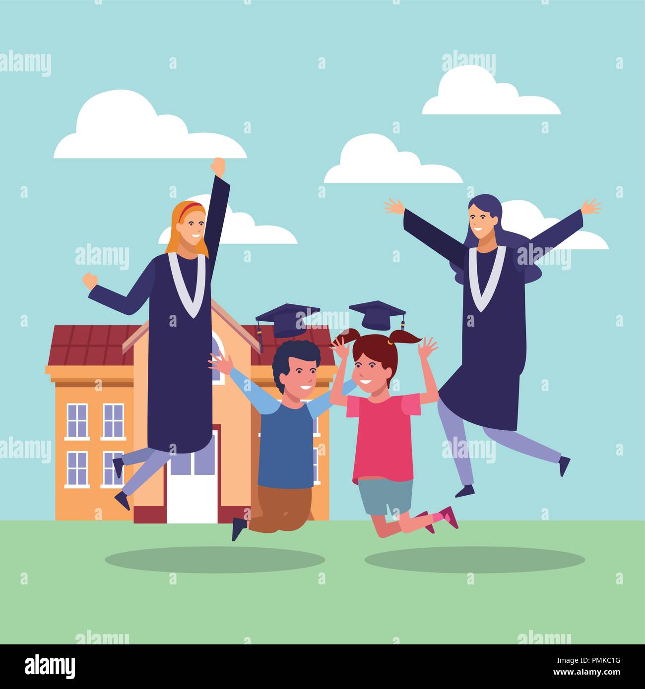 Students graduation cartoon Stock Vector Image & Art - Alamy