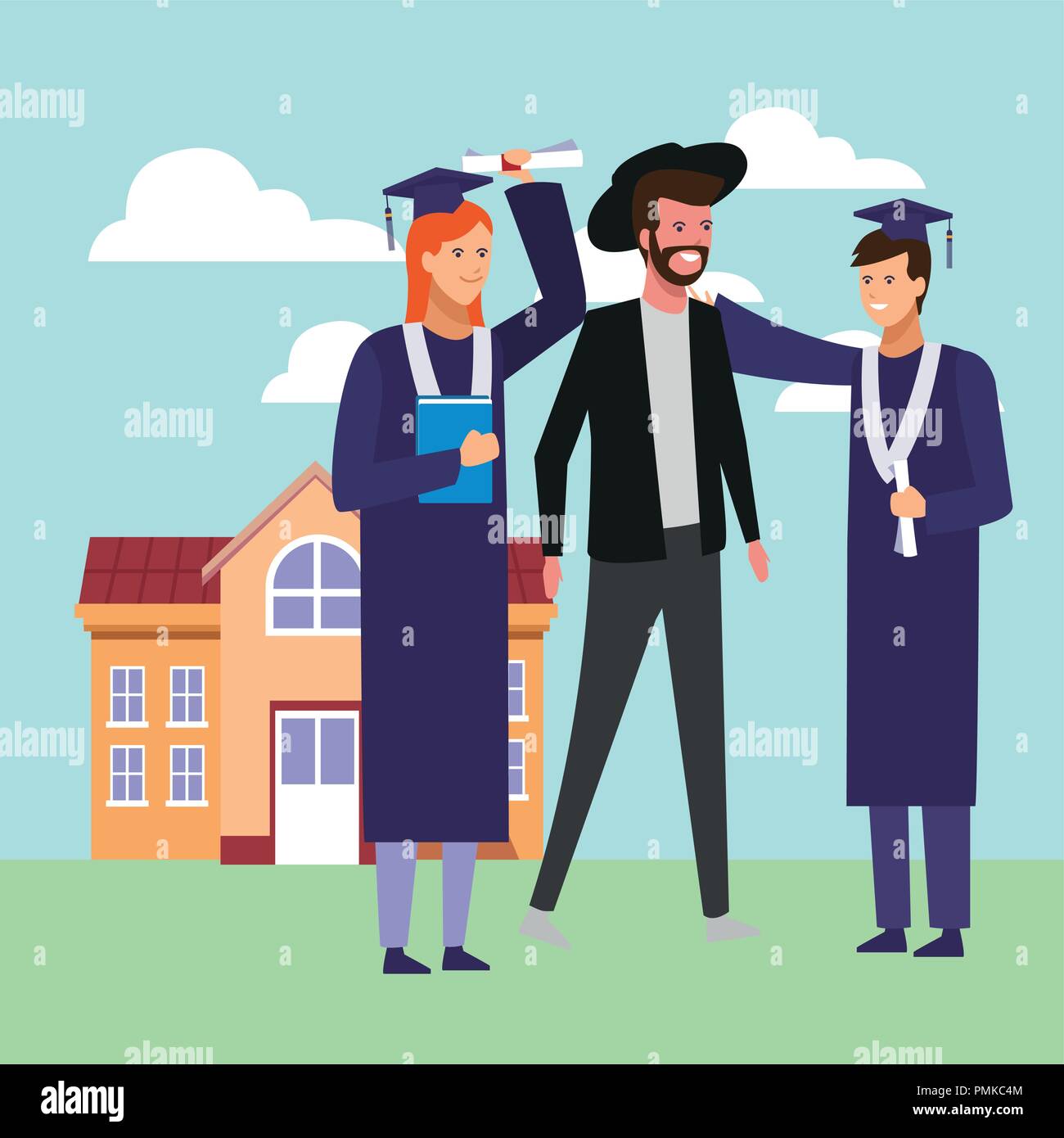 Cartoon Graduate Man Graduation Gown High Resolution Stock Photography ...