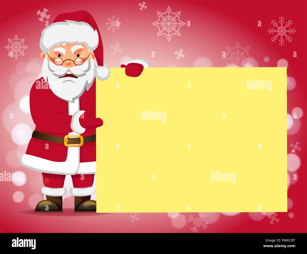 Santa Claus holding banner. Santa Claus with message board illustration ...