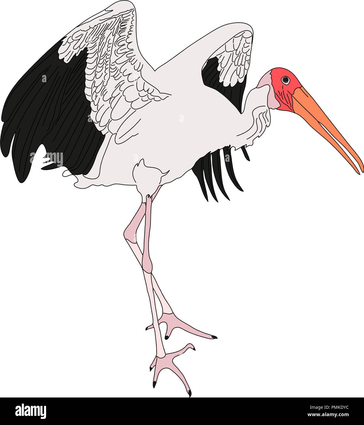 Digitally Handdrawn Illustration of a stork Stock Vector Image & Art ...