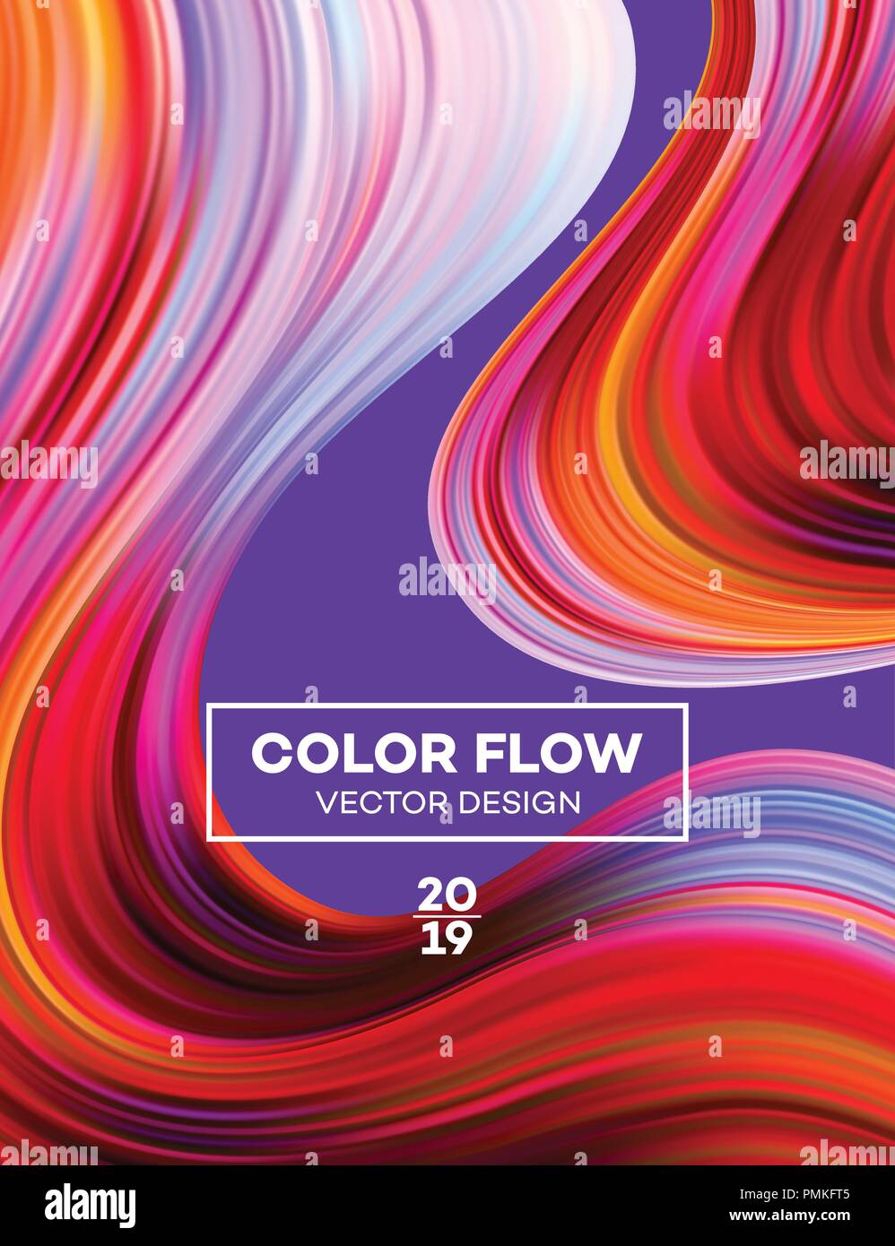 Modern colorful flow poster. Wave Liquid shape in blue color background ...