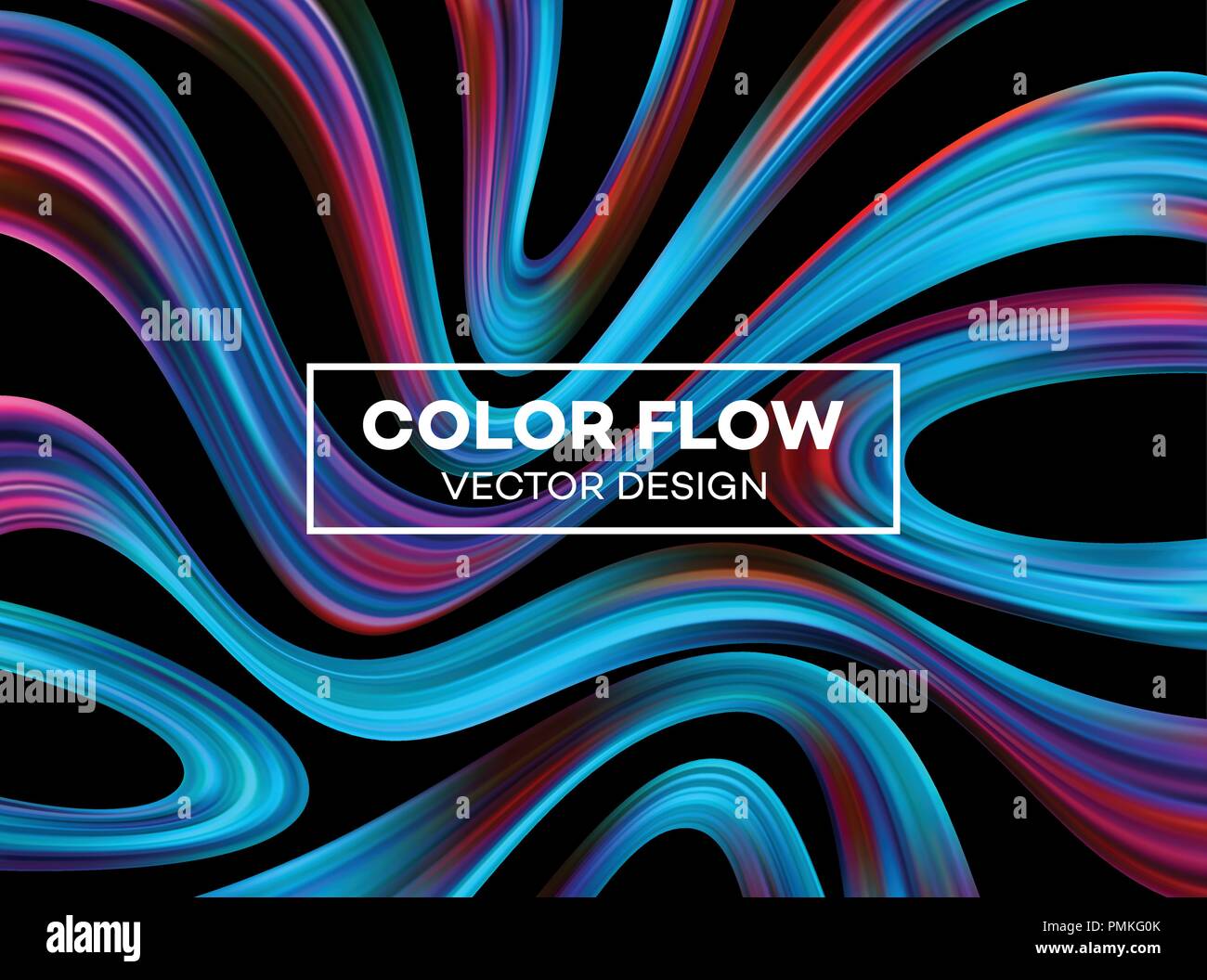 Modern colorful flow poster. Wave Liquid shape in blue color background ...