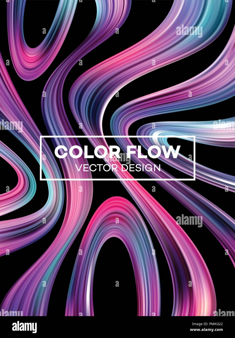 Modern colorful flow poster. Wave Liquid shape in blue color background ...