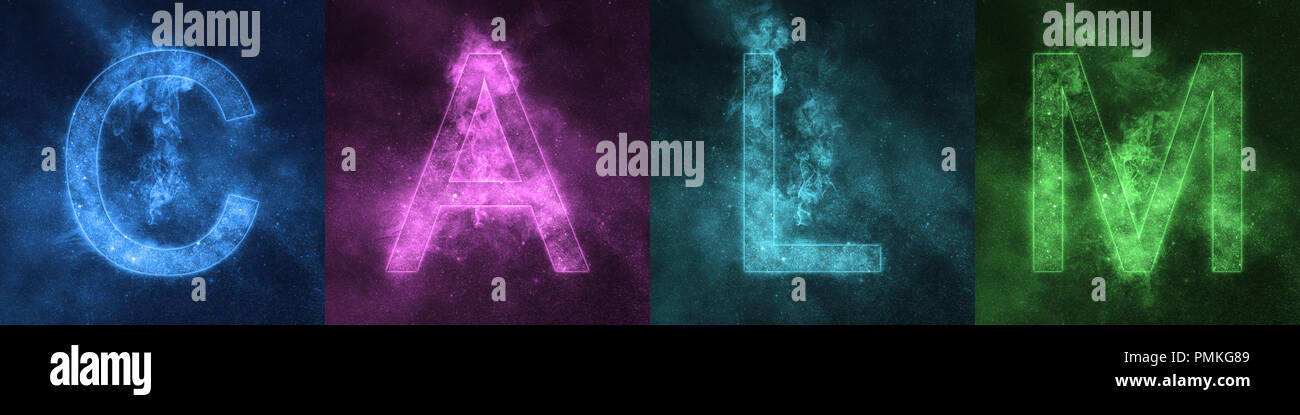 Word lettering CALM Space stylized colorful Letters. CALM banner Stock ...