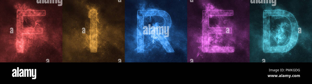 Word lettering FIRED Space stylized colorful Letters. FIRED banner ...