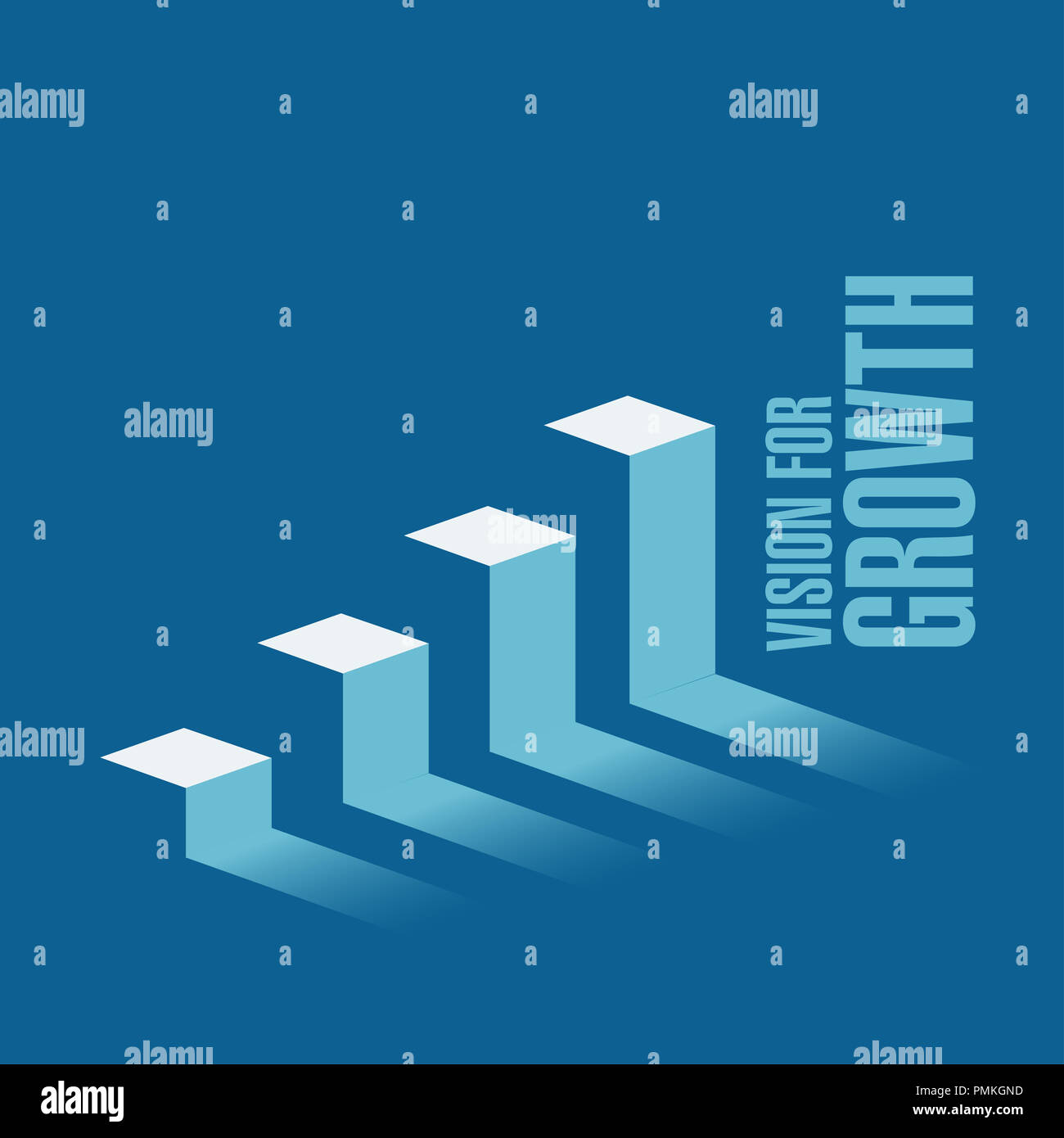 Vision for growth business graph message concept isolated over a blue ...