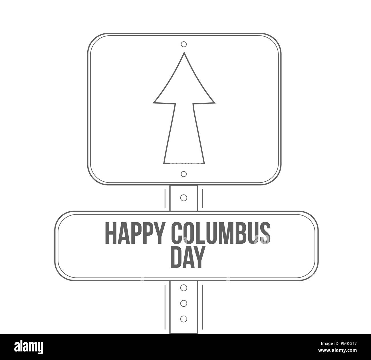 happy columbus day line street sign isolated over a white background ...