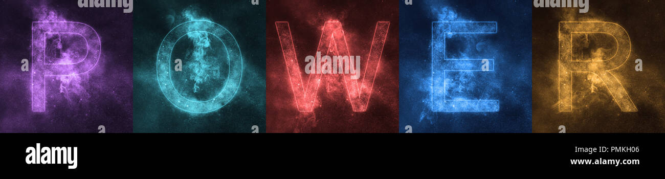 Word lettering POWER Space stylized colorful Letters. POWER banner ...