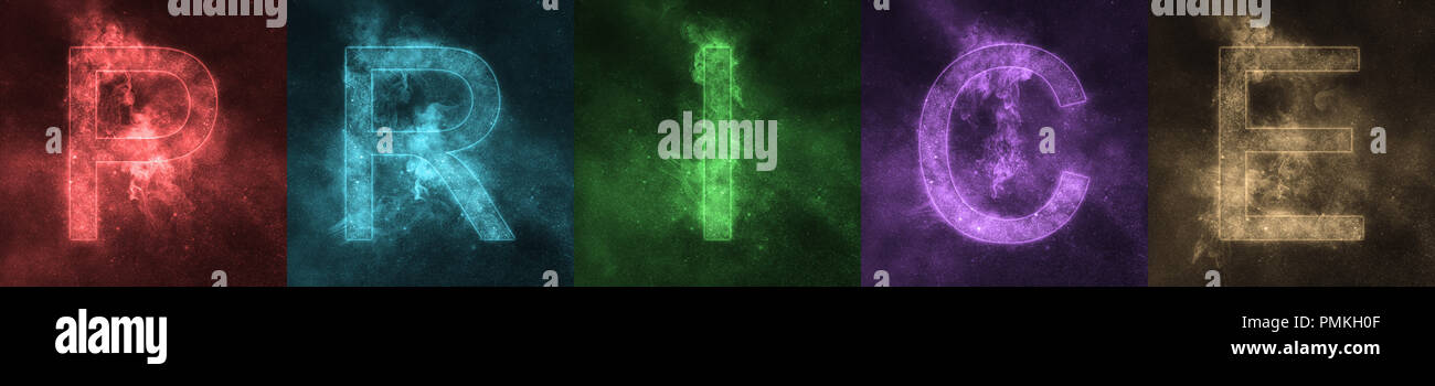 Word lettering PRICE Space stylized colorful Letters. PRICE banner ...