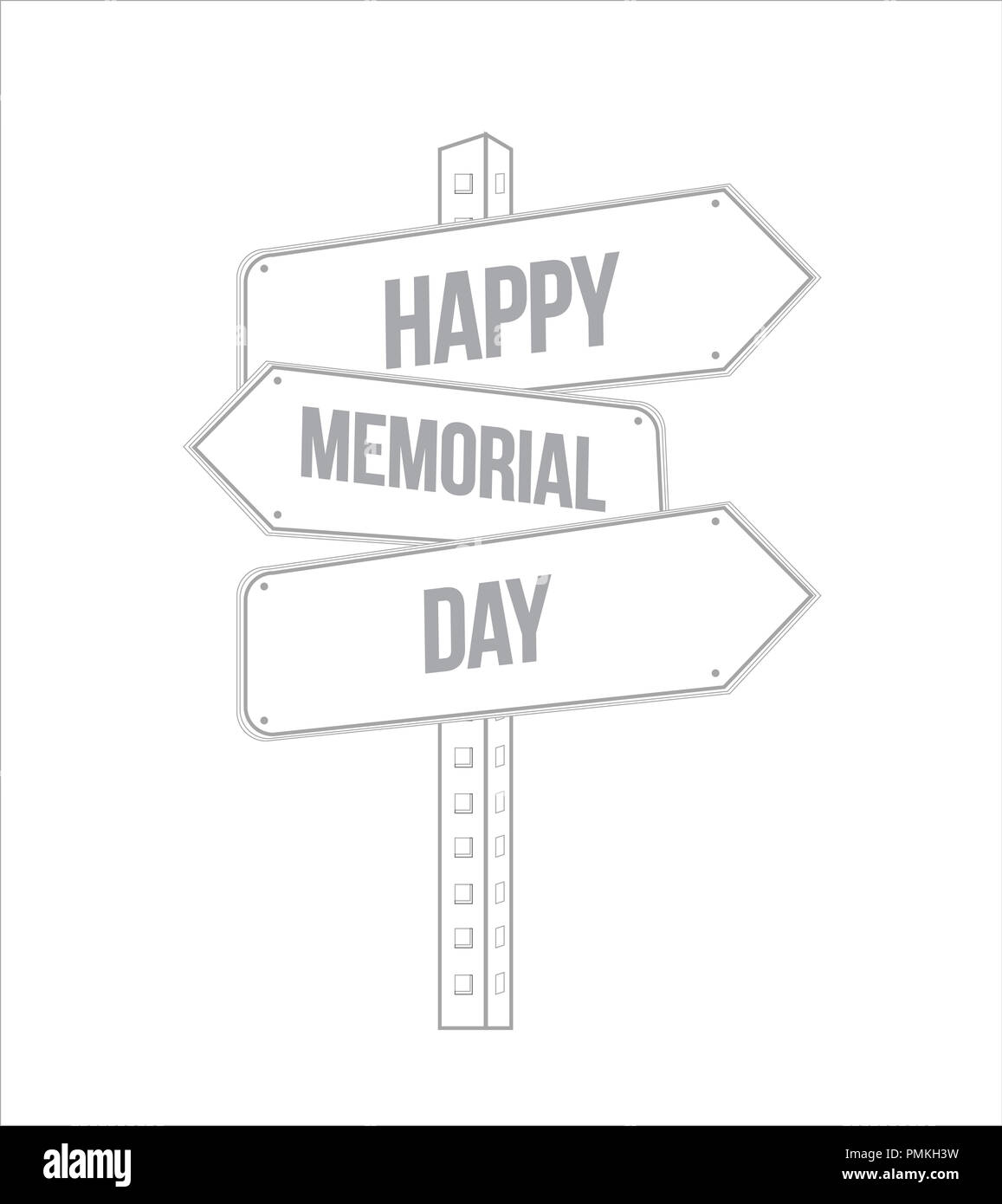 happy memorial day multiple destination line street sign isolated over ...