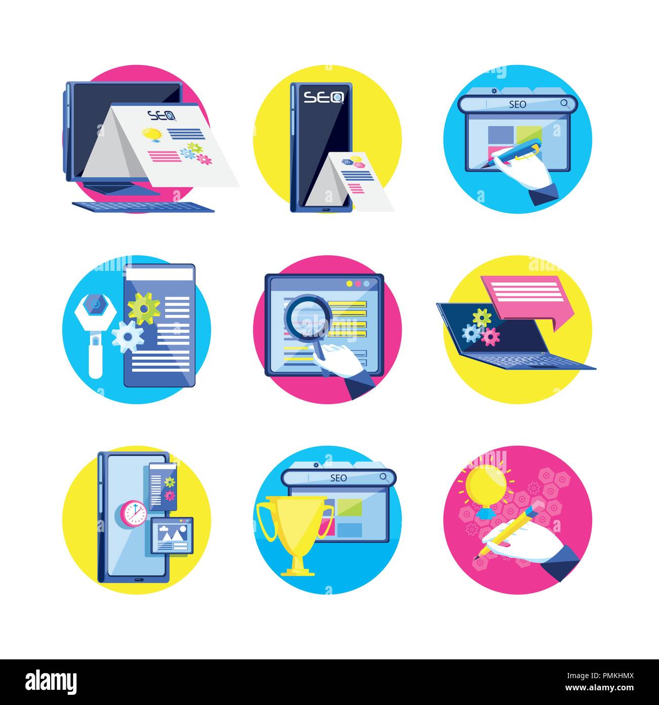 search engine optimization set icons vector illustration design Stock ...