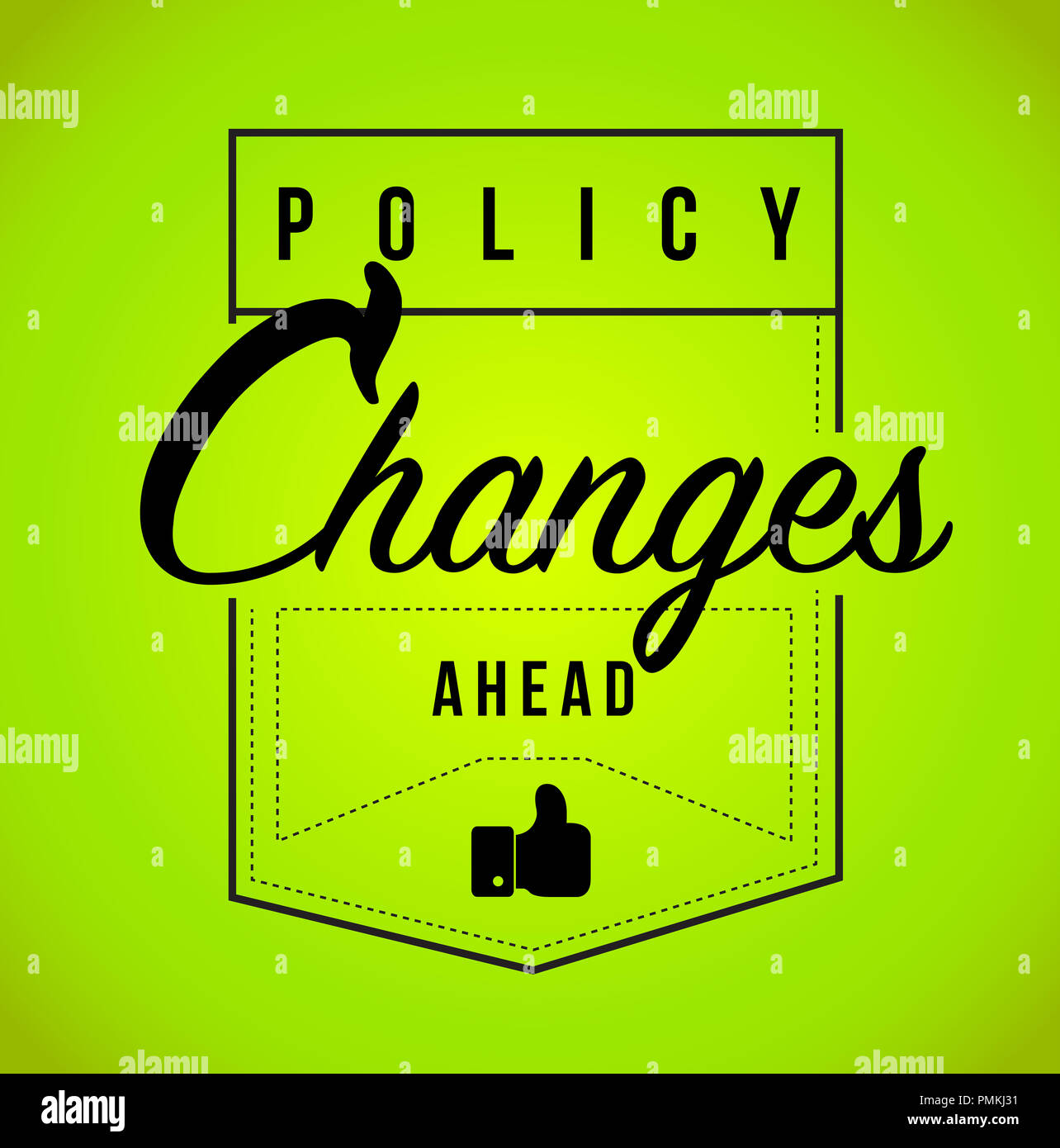 Policy changes ahead Modern stamp message design isolated over a green ...