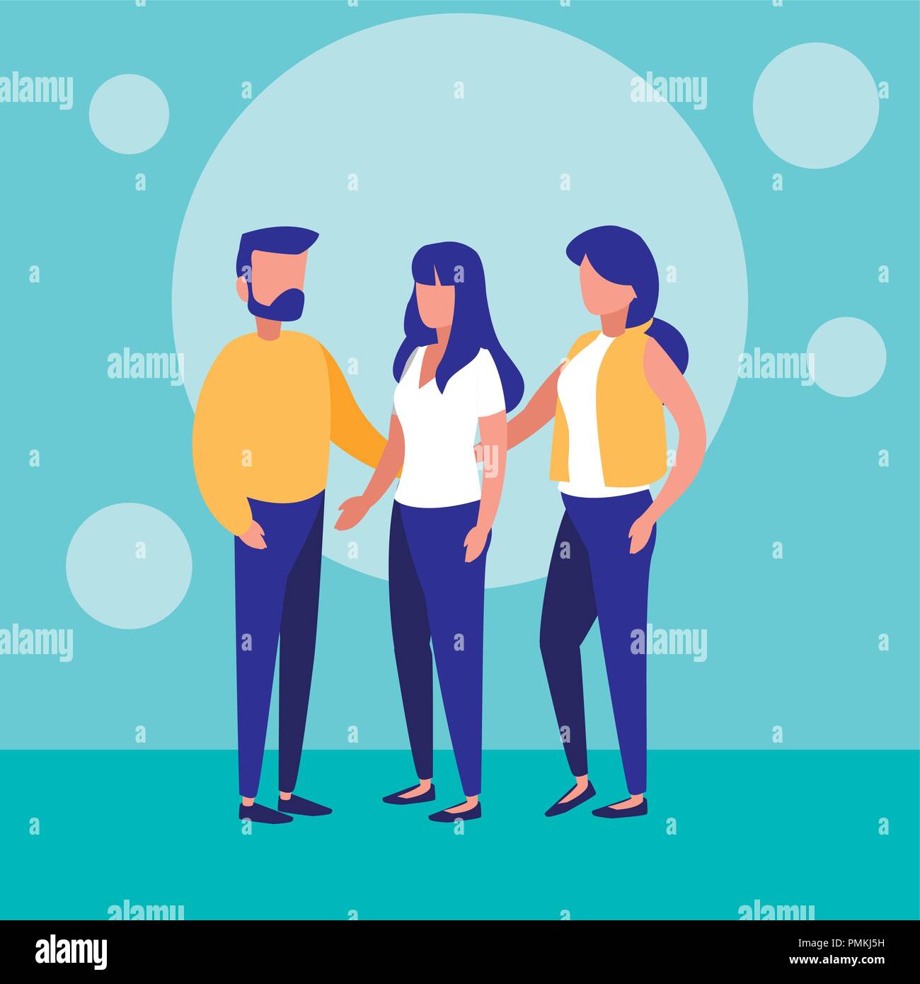 group of people posing characters vector illustration design Stock ...
