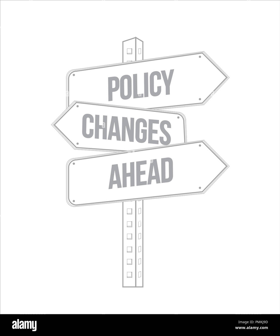 Policy changes ahead multiple destination line street sign isolated ...