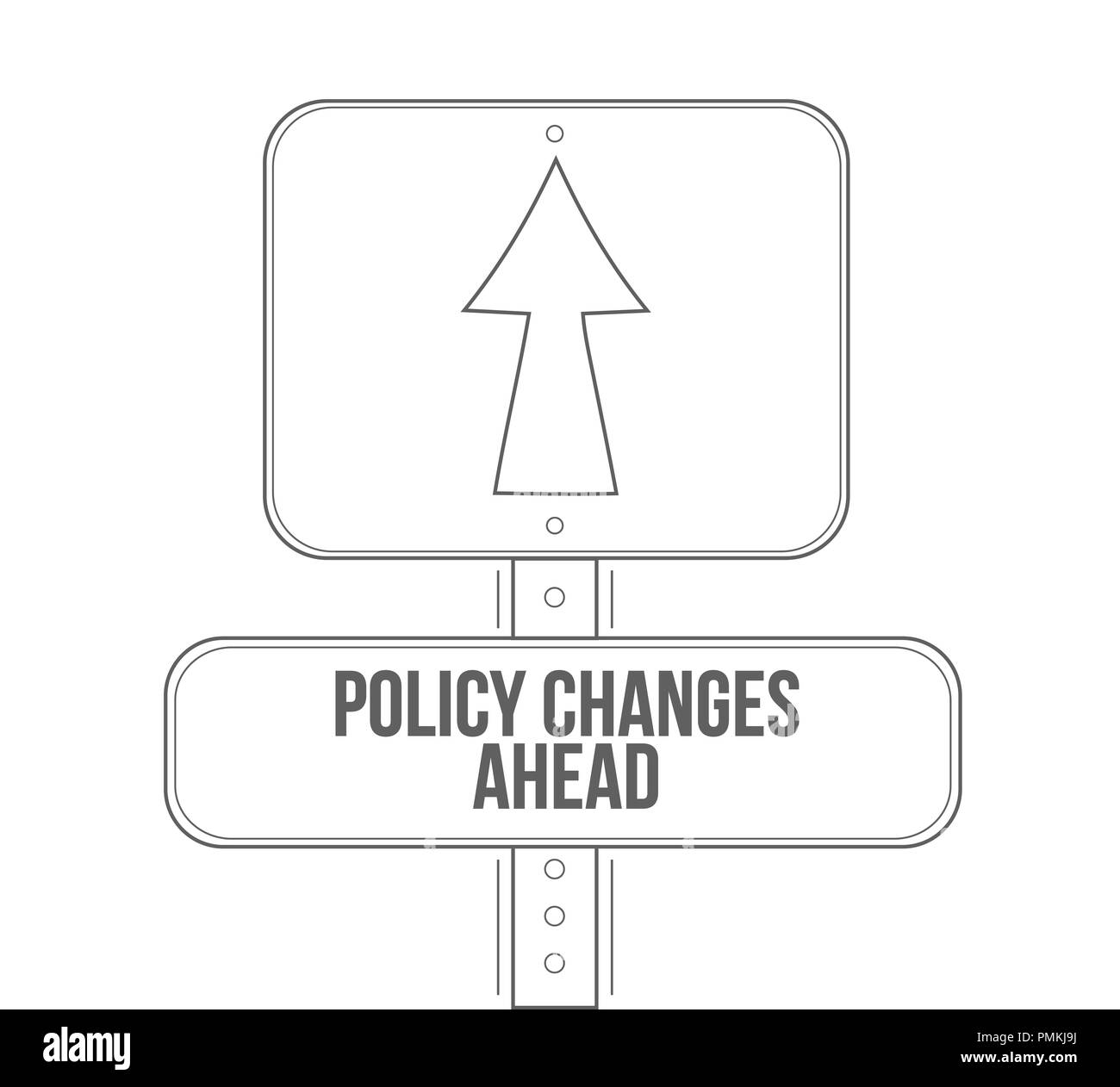 Policy changes ahead line street sign isolated over a white background ...