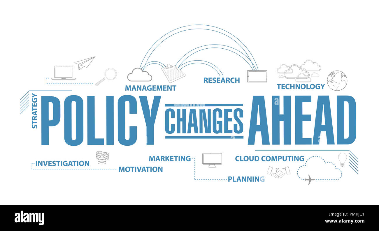 Policy changes ahead diagram plan concept isolated over a white ...
