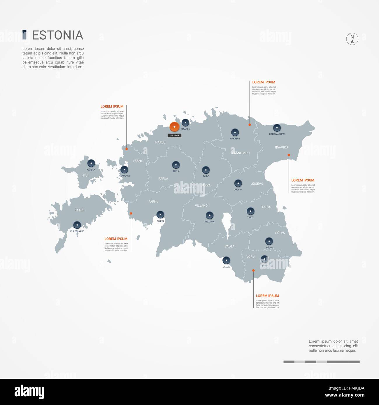 Estonia map with borders, cities, capital and administrative divisions ...