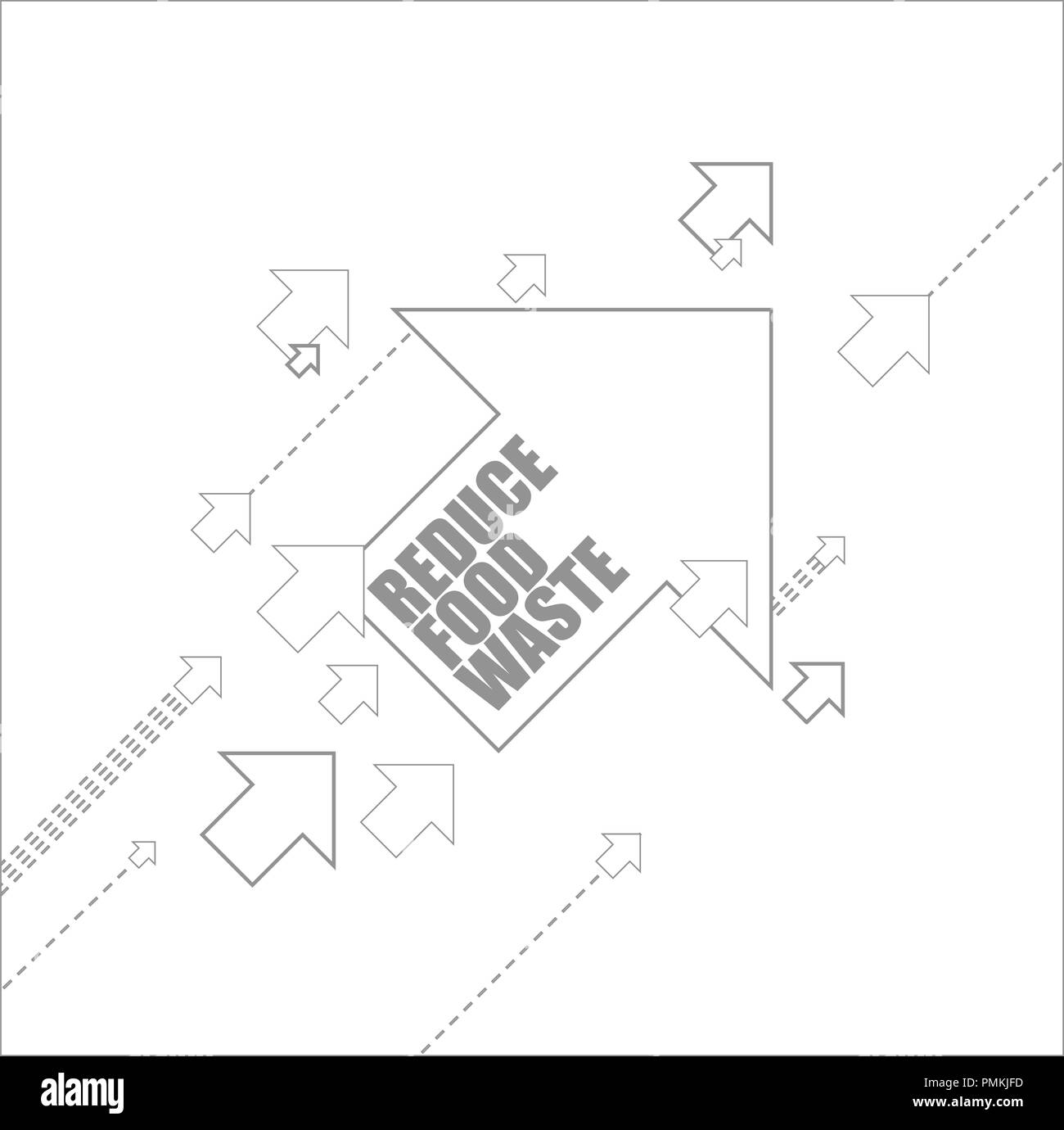 Reduce Food Waste multiple arrows following a leader concept, isolated ...