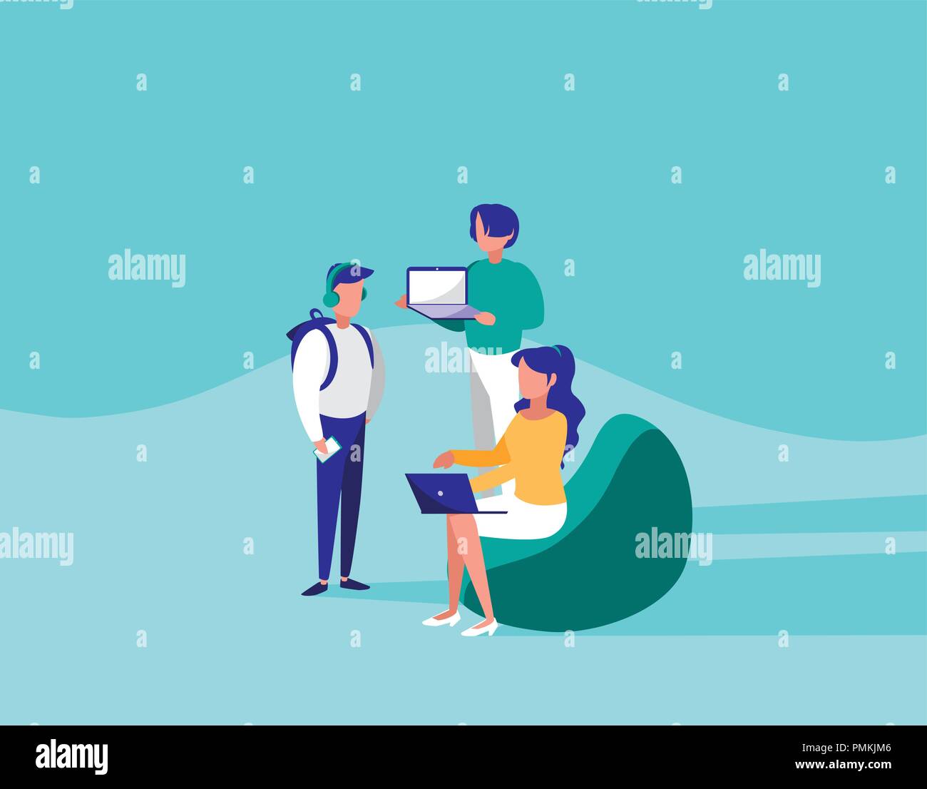 group of people with technology vector illustration design Stock Vector ...