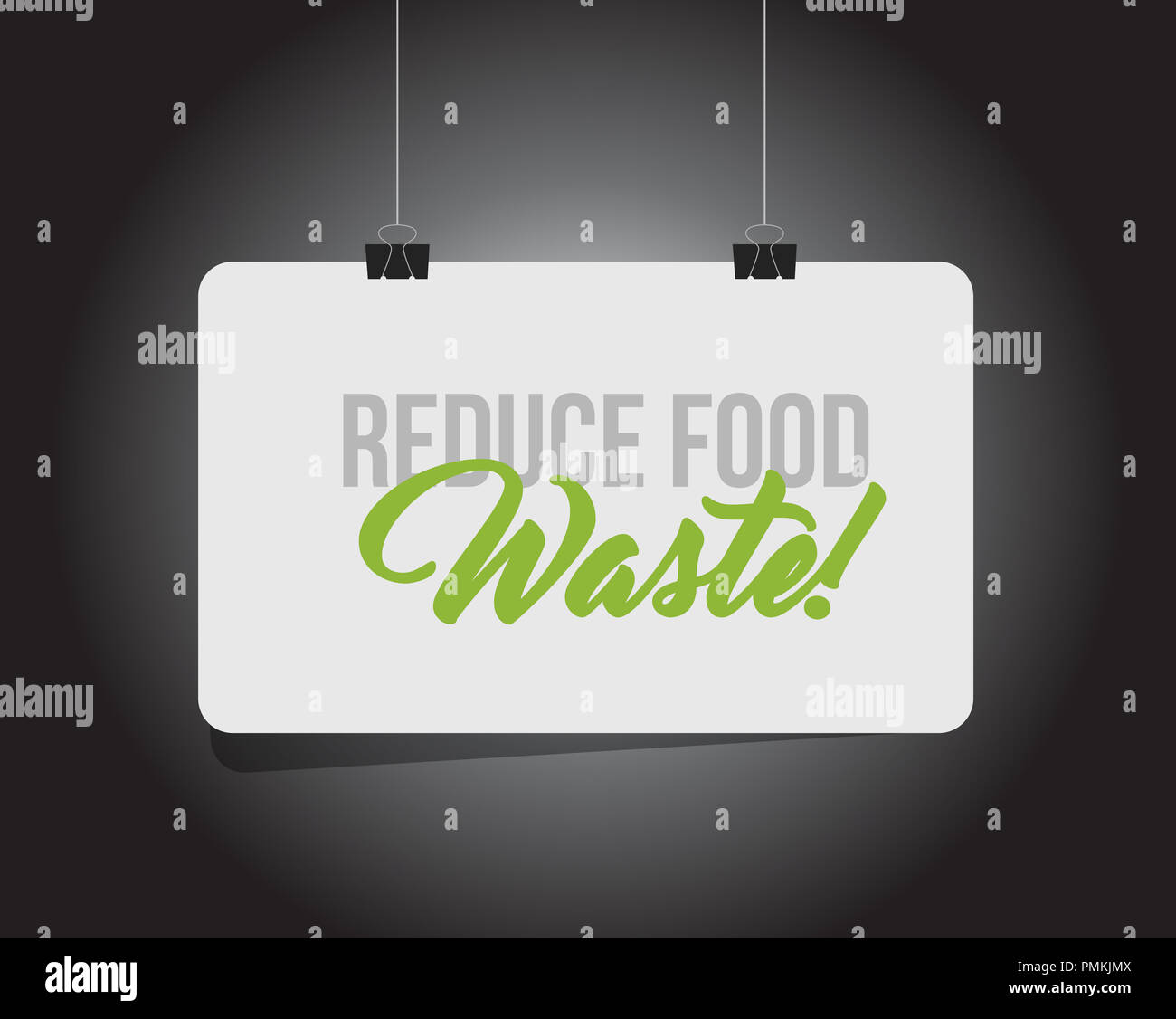 Reduce Food Waste hanging banner message isolated over a black ...
