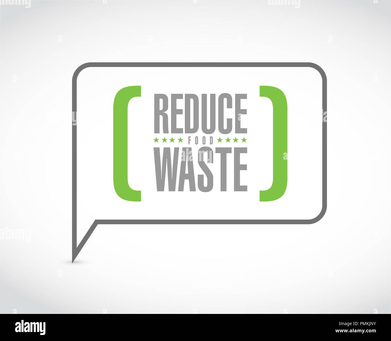 Reduce Food Waste message bubble isolated over a white background Stock ...