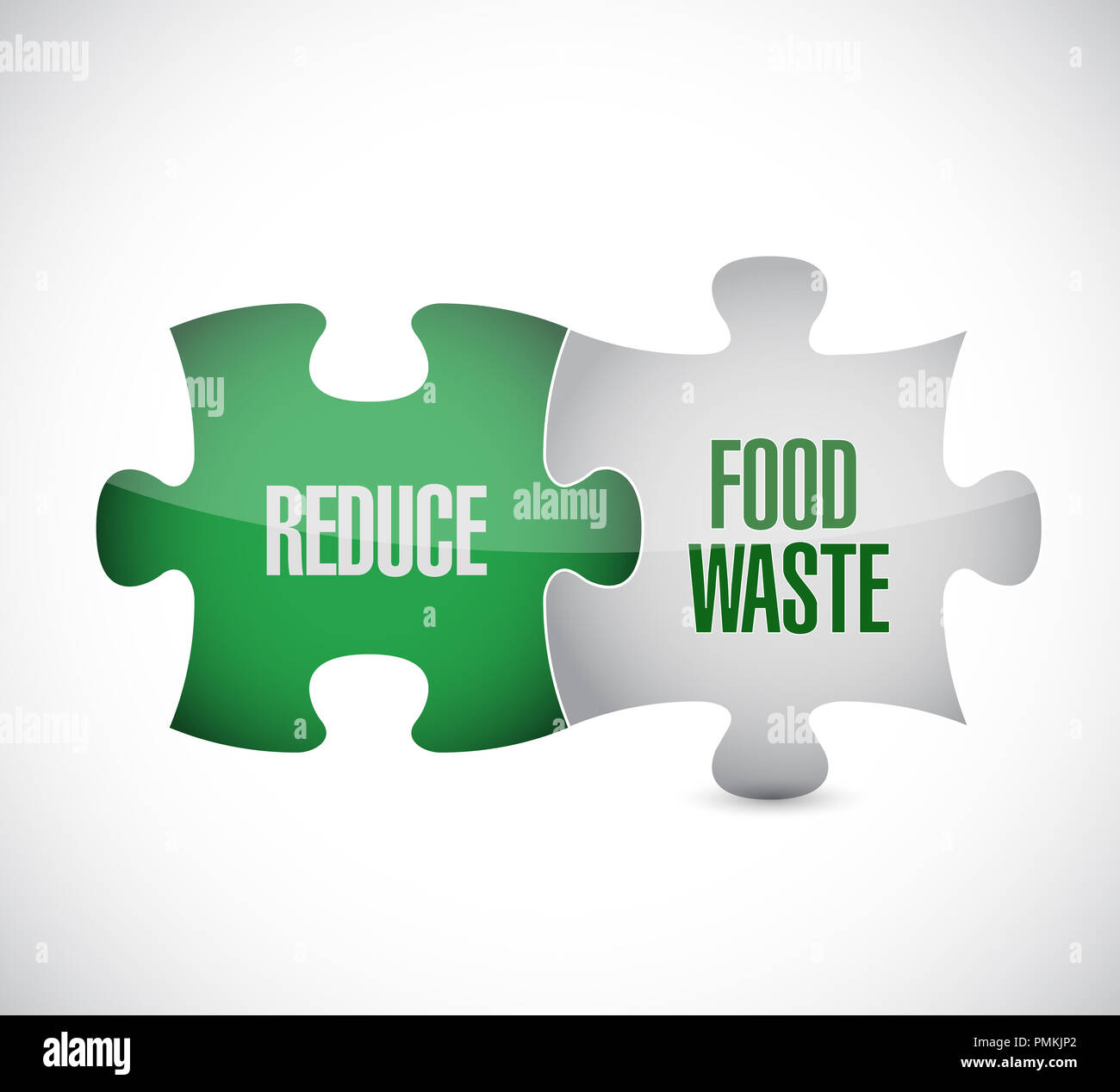 Reduce Food Waste puzzle pieces message concept, isolated over a white ...