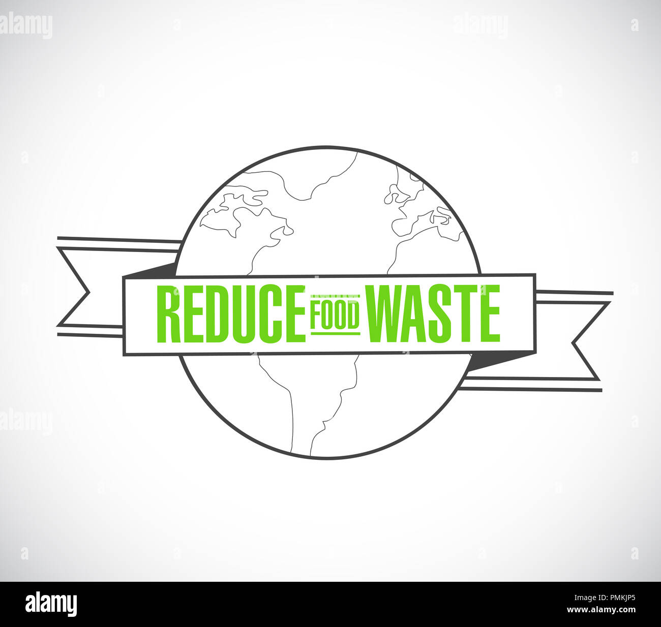 Reduce Food Waste line globe ribbon message concept isolated over a ...
