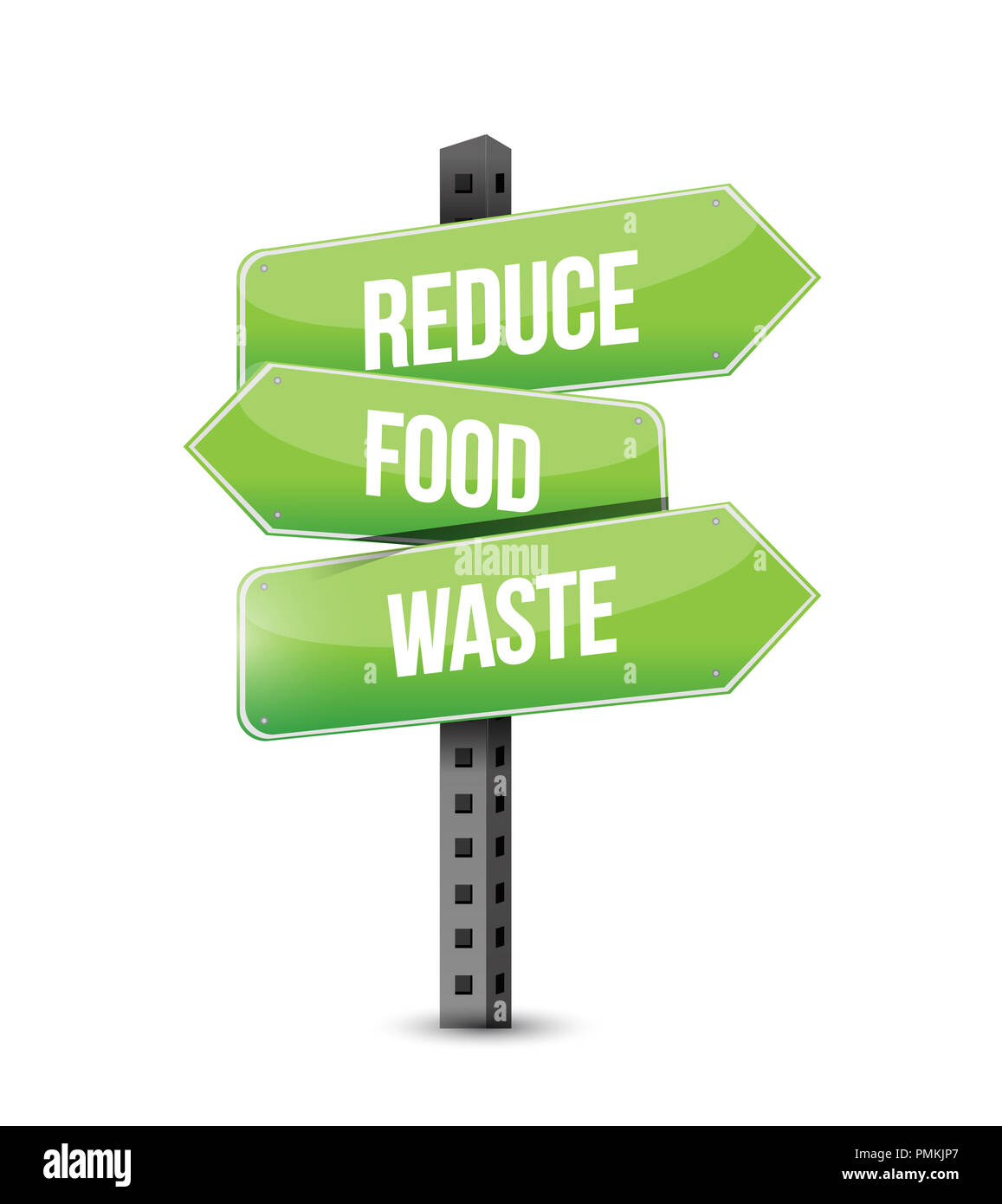 Reduce Food Waste multiple destination color street sign isolated over ...