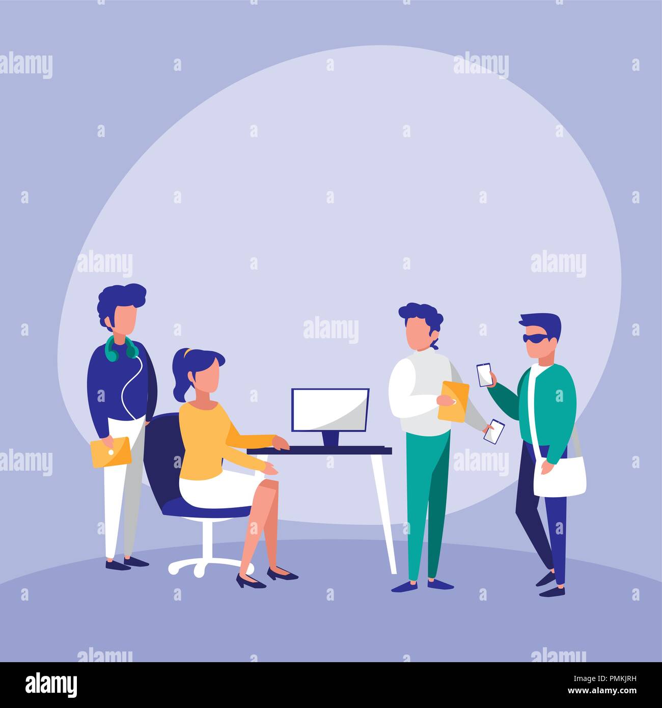 group of people with technology vector illustration design Stock Vector ...