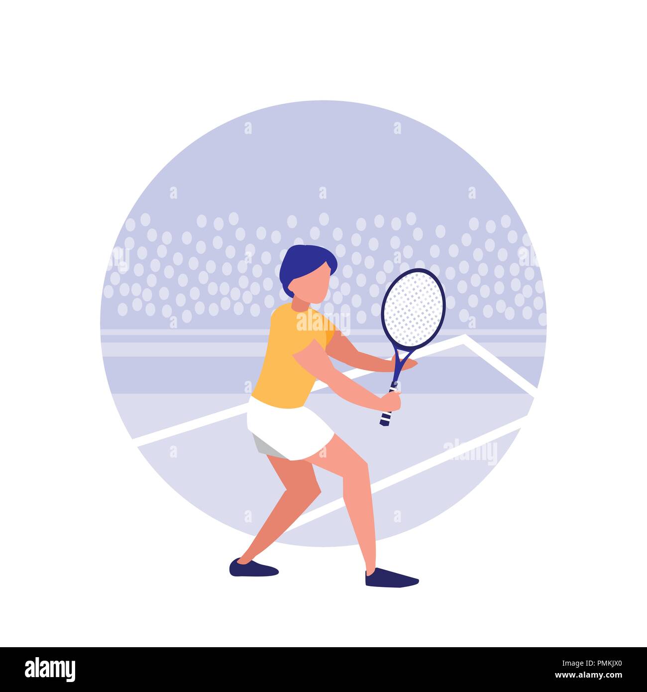 man practicing tennis avatar character vector illustration design Stock ...