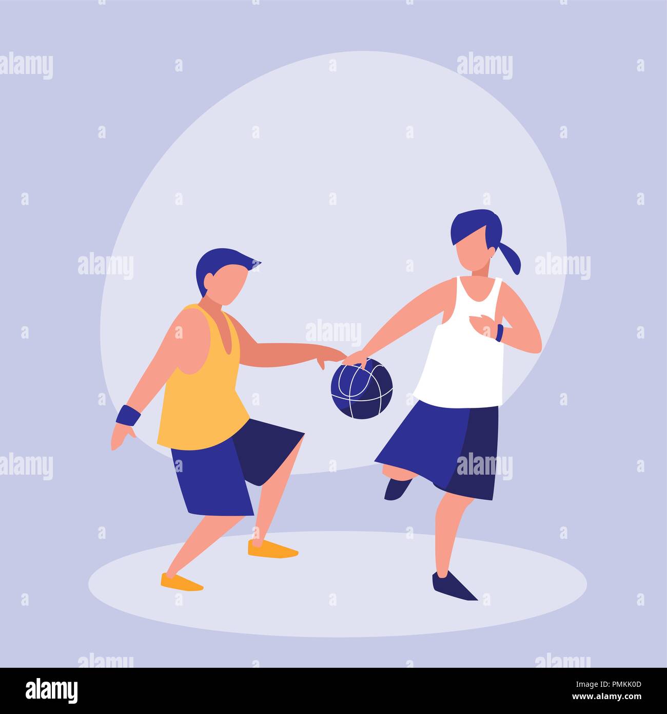couple practicing basketball avatar character vector illustration ...