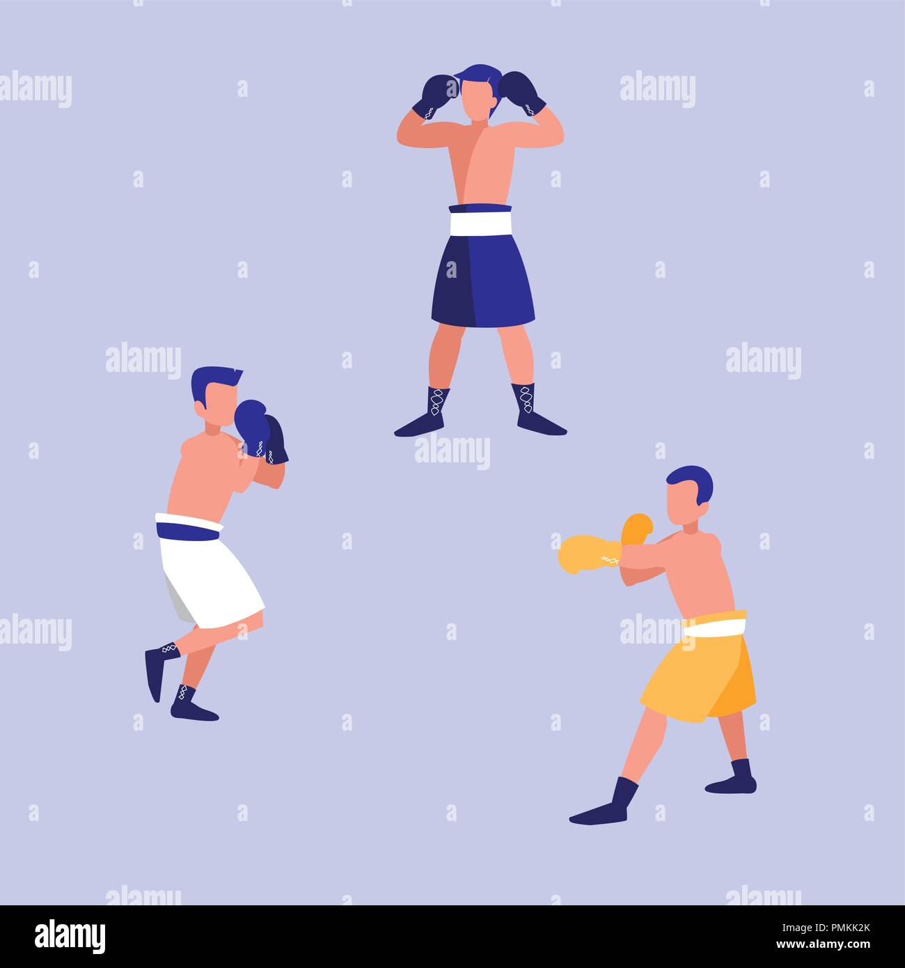 men practicing boxing avatar character r vector illustration design ...