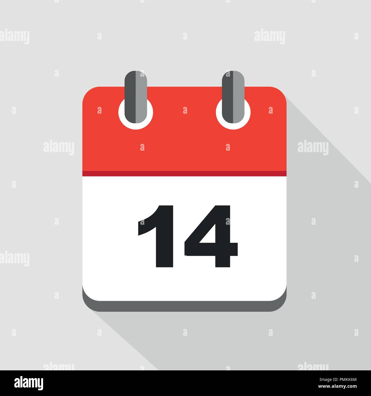vector illustration of red calendar 14 icon EPS10 Stock Vector Image ...