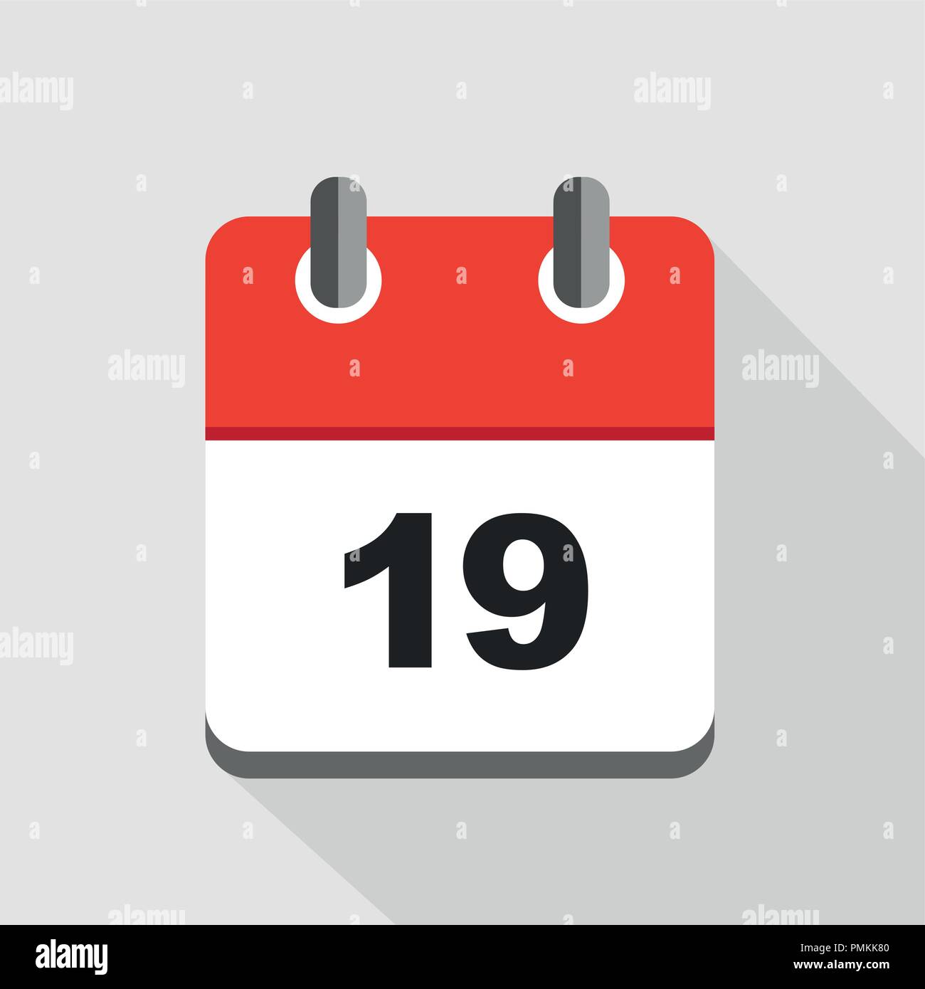 vector illustration of red calendar 19 icon EPS10 Stock Vector Image ...