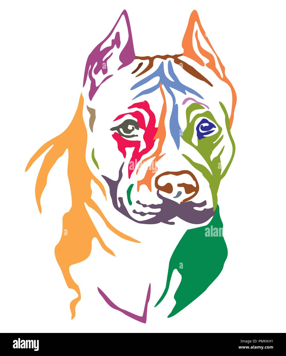 Colorful decorative portrait of dog American Staffordshire Terrier ...