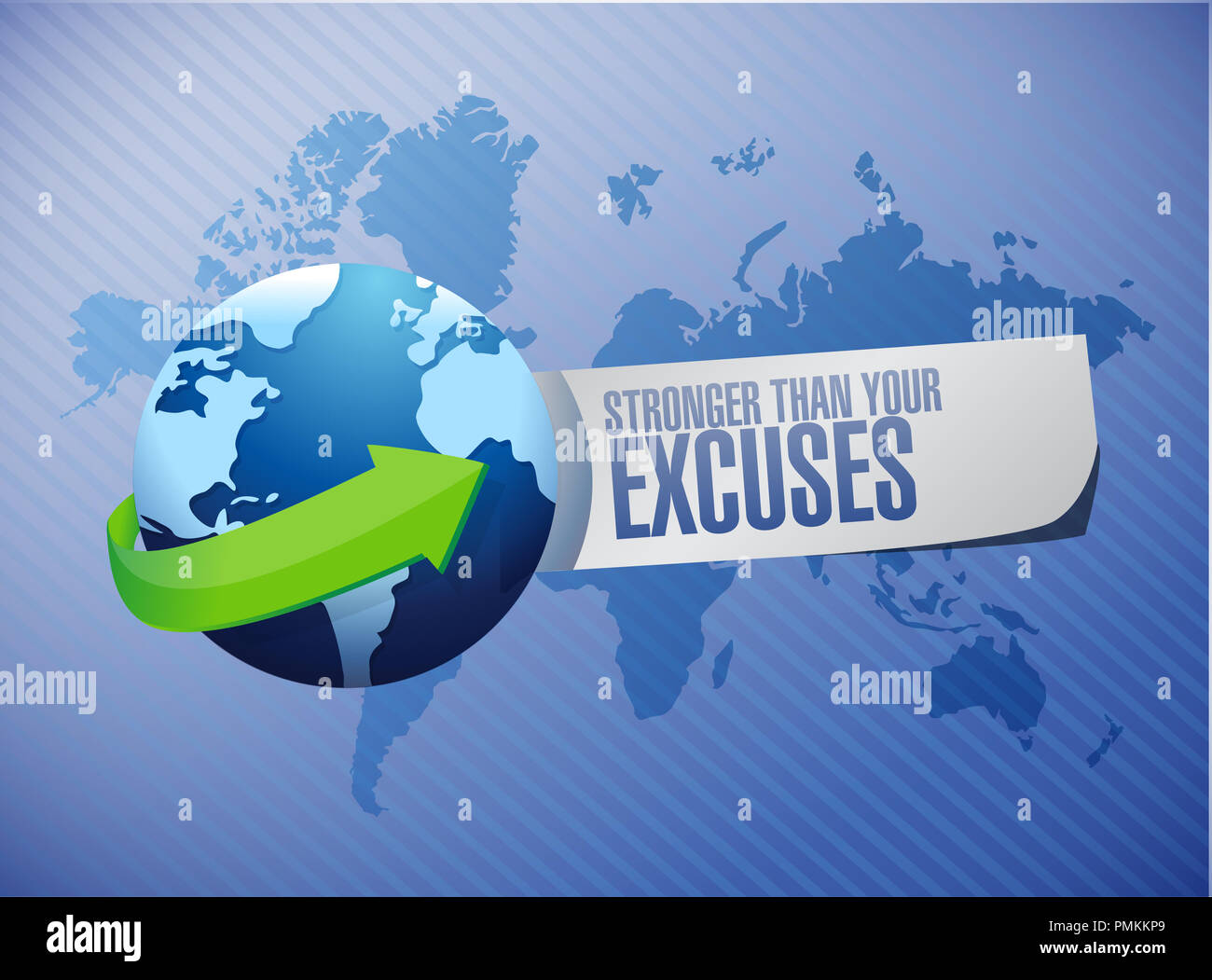 Stronger than Excuses survey check mark concept isolated over a blue ...