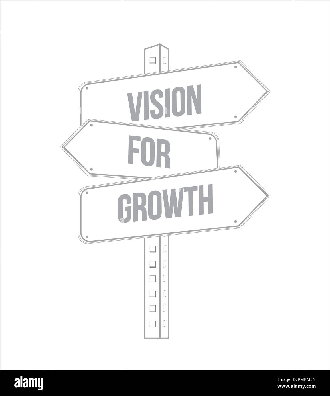 Vision for growth multiple destination line street sign isolated over a ...
