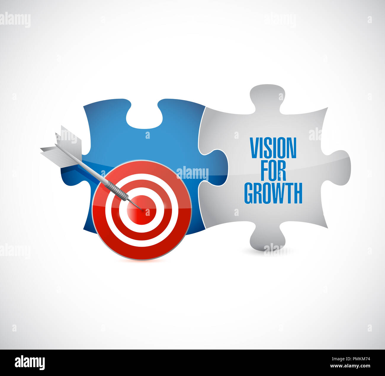 Vision for growth target puzzle pieces message isolated over a white ...