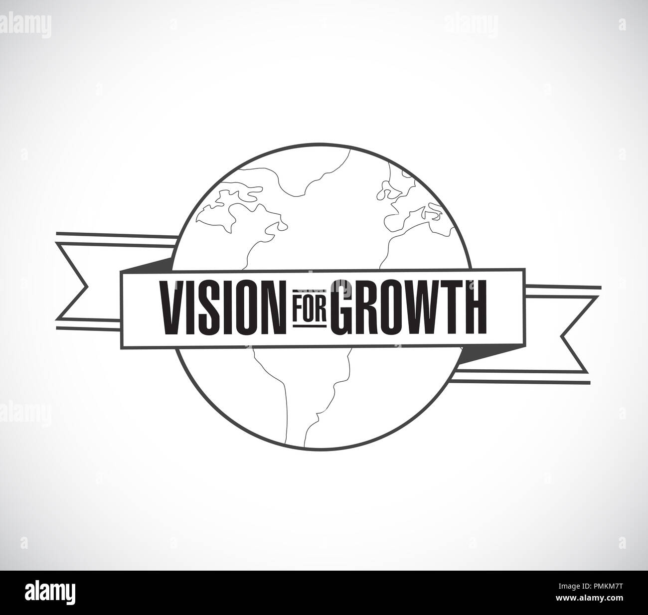 Vision for growth line globe ribbon message concept isolated over a ...